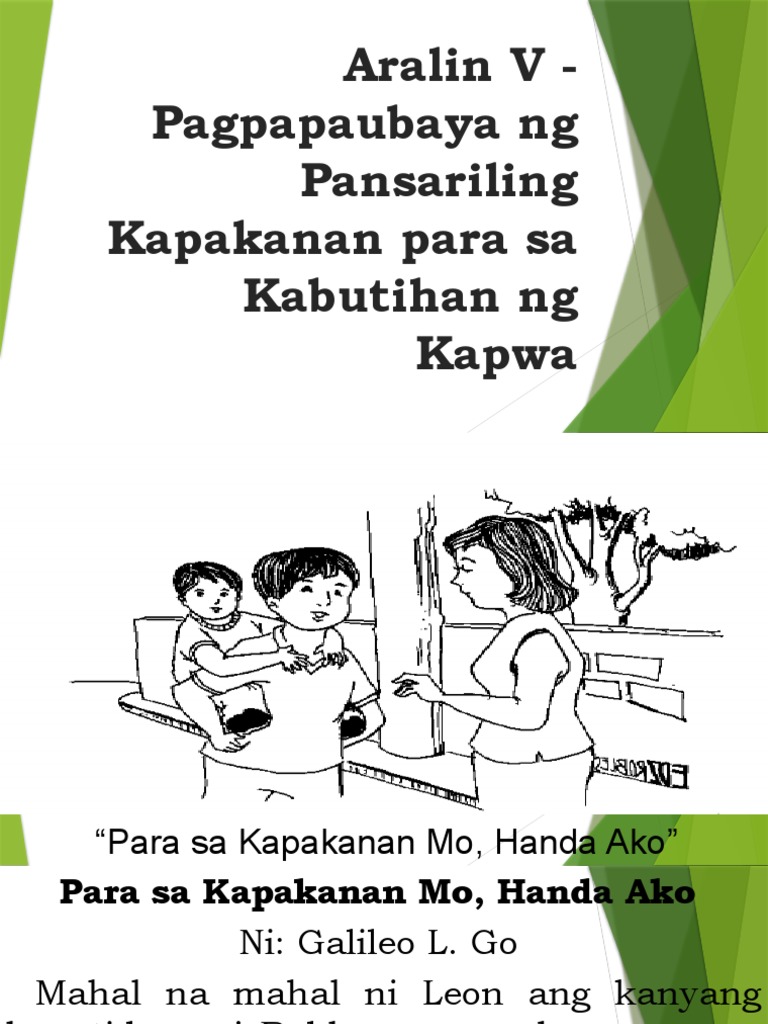 Aralin VI - Pagpapaubaya NG Pansariling Kapakanan para Sa Kabutihan NG ...