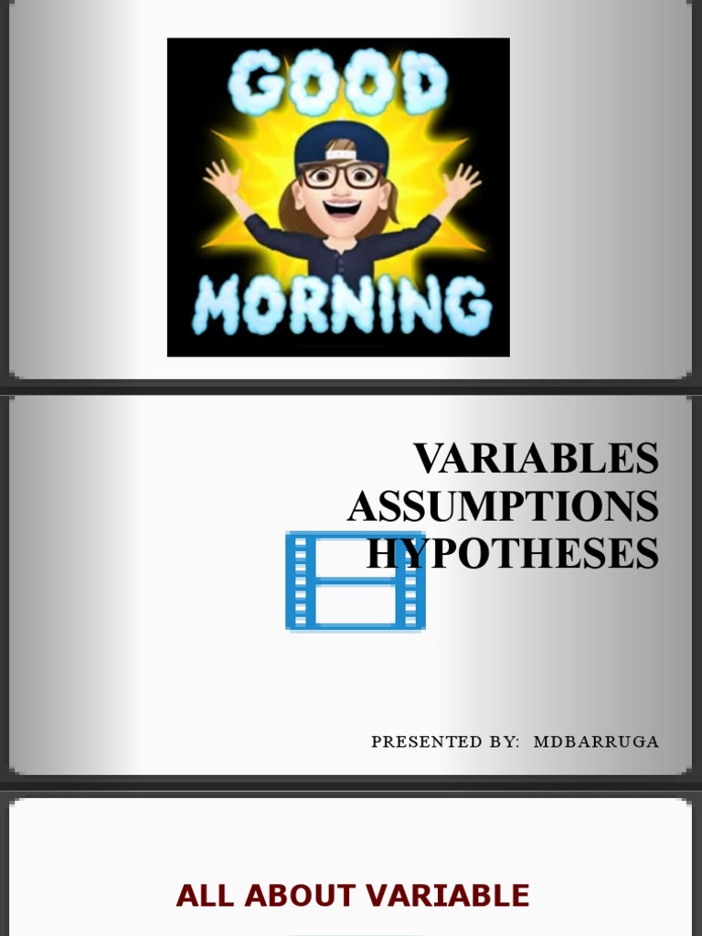 Variables, Assumptions and Hypotheses. | PDF | Hypothesis | Experiment
