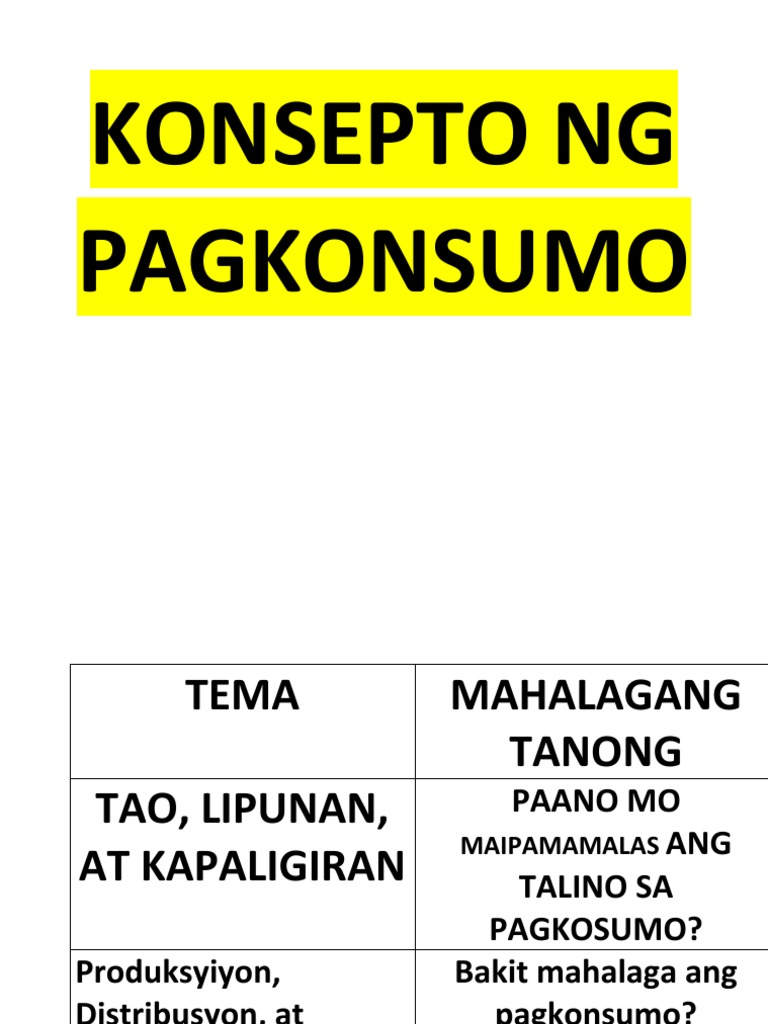 KONSEPTO NG PAGKONSUMO Salve | PDF