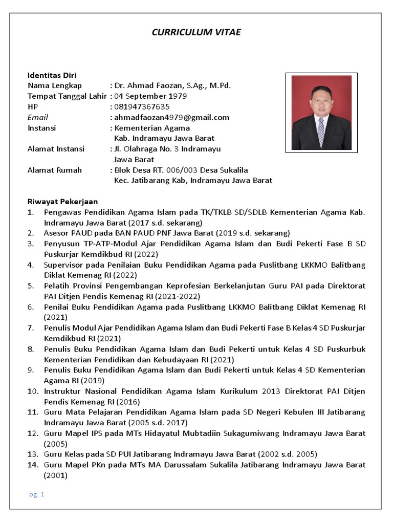 Curriculum Vitae - Ahmad Faozan | PDF
