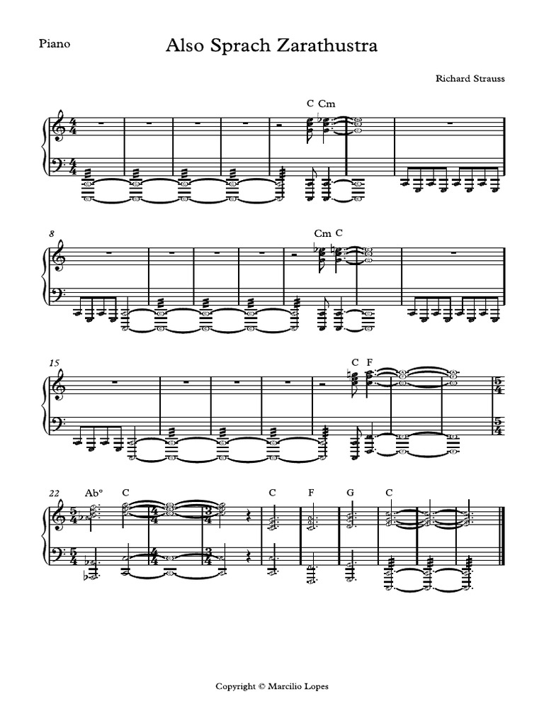 Also Sprach Zarathustra - Piano | PDF