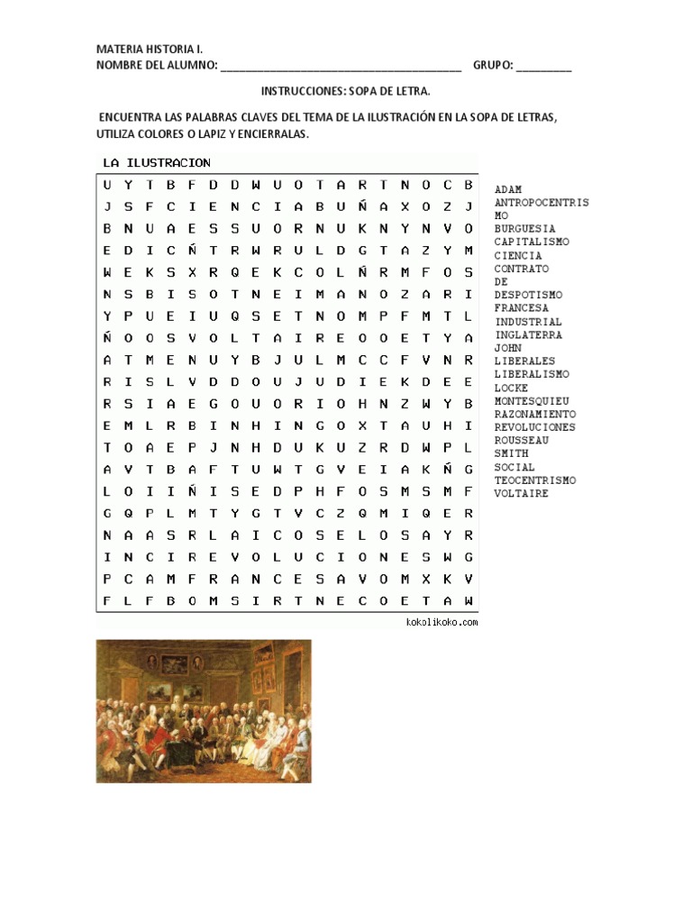 Sopa de Letras Historia 1 29 de Noviembre | PDF