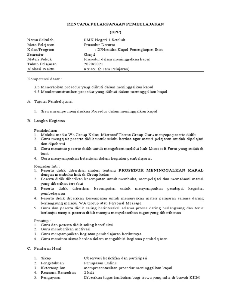 Prodar 3.5 Rencana Pelaksanaan Pembelajaran | PDF