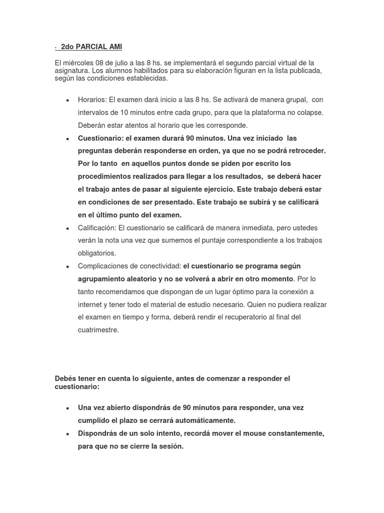 2do PARCIAL AMI | PDF | Prueba (evaluación)
