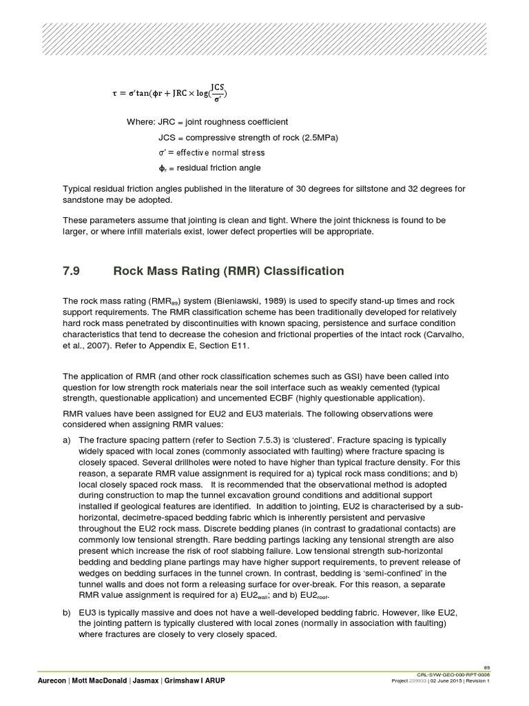 Rock Mass Rating and Joint Analysis Guide | PDF | Applied And ...