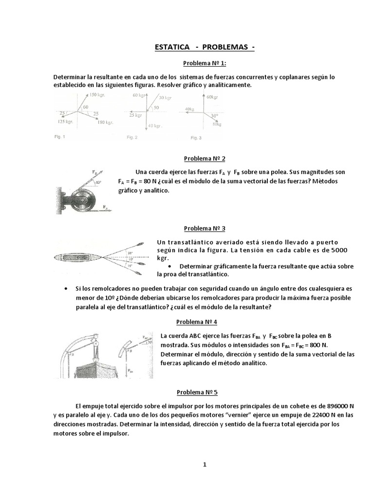 S DE PROBLEMAS DE ESTATICA] | PDF | Fuerza | Tensión (Física)