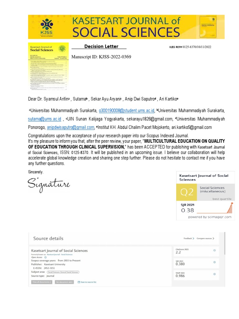 Decision Letter KJSS REF | PDF