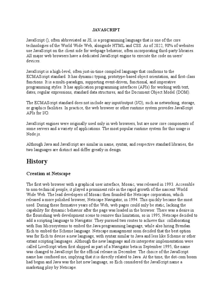 Javascript | PDF | Java Script | World Wide Web