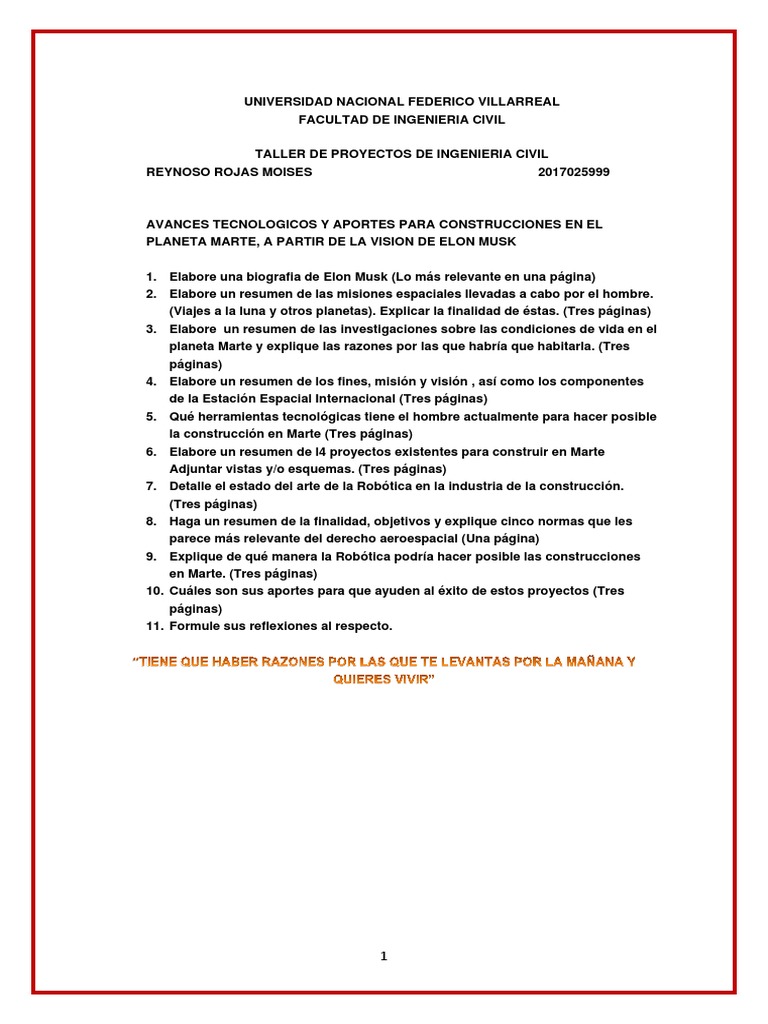 Construcción en Marte: Visión de Elon Musk | PDF | Estación Espacial ...