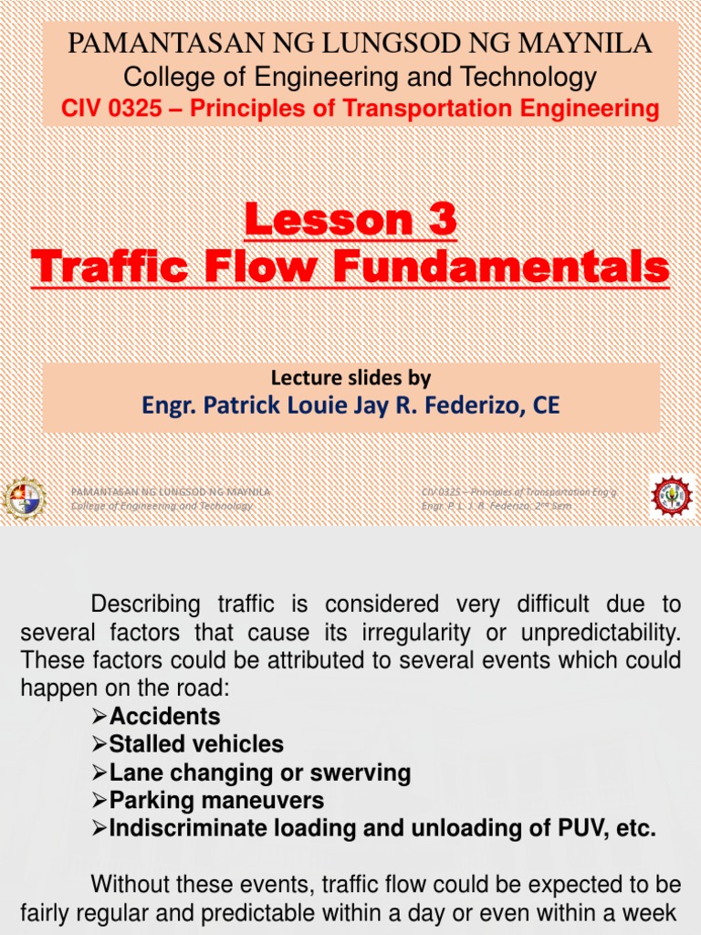 Lesson 3 Traffic Flow Fundamentals | Download Free PDF | Traffic | Road ...