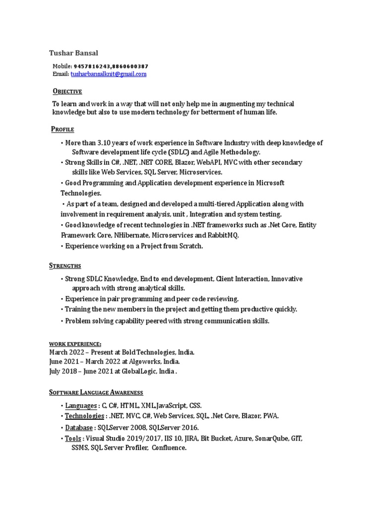 Tushar Resume | PDF | Software Development Process | Web Service