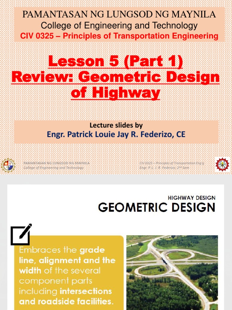 Lesson 5 Part 1 Review, Geometric Design of Highway | PDF | Business ...