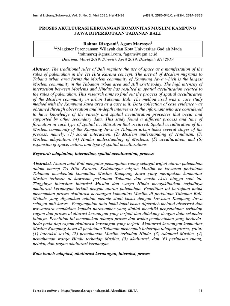 Wankur45, Editor Jurnal, 4-77 - Rahma - PROSES AKULTURASI Terbit Fix (HLM 43-56) | Download Free ...