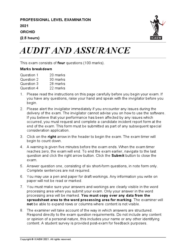 ICAEW A&A - ORCHID ME - Qs | PDF | Audit | Going Concern