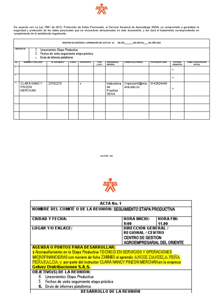 GD-F-007 - Formato - de - Acta - 1 Nueva | PDF
