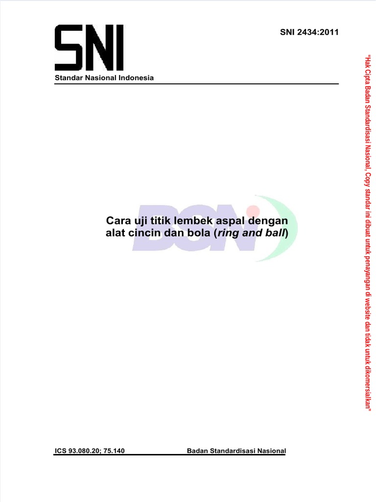 Dokumen - Tips Bab 007 Sni 2434 2011 Pengujian Titik Lembek Aspal | PDF