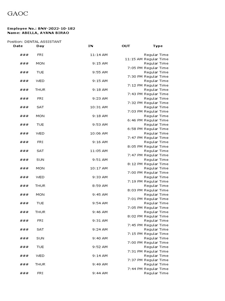 BGC Employees Time Record | PDF