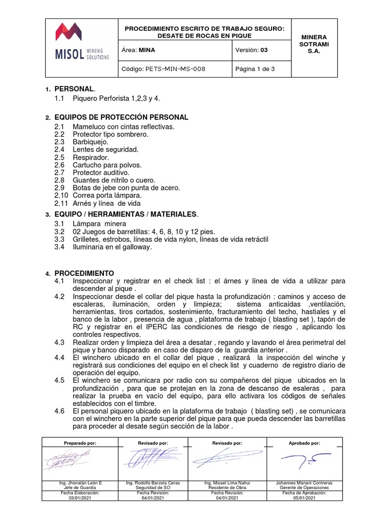 Pets 008 Desate de Rocas en Pique | PDF | Materiales