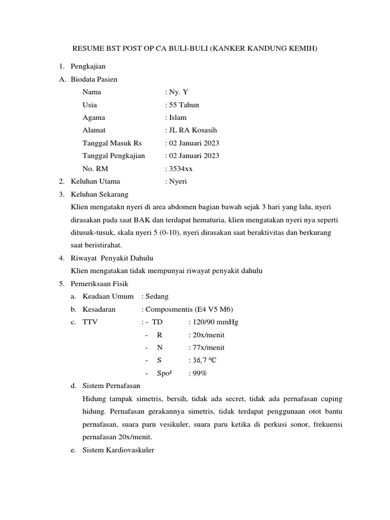 Resume BST Post Op Ca Buli PDF