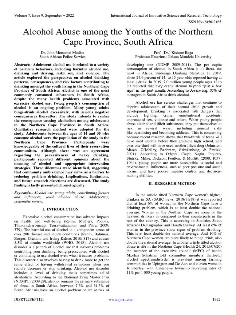 Youth Alcohol Abuse in Northern Cape | PDF | Alcoholism | Adolescence