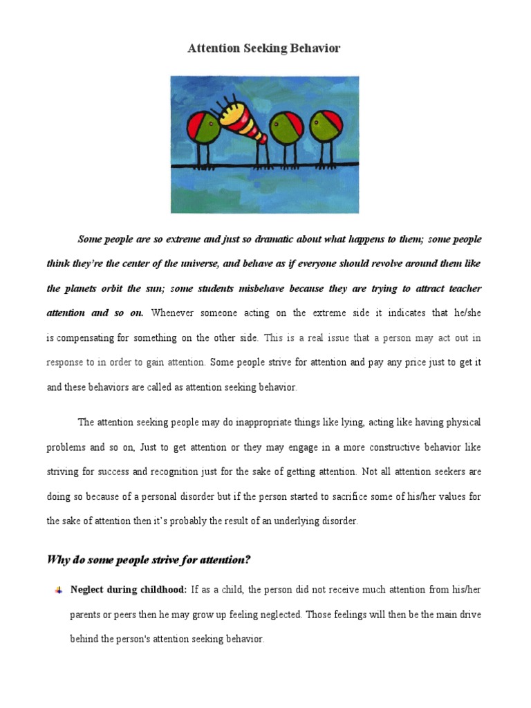 Attention Seeking Behavior | PDF | Child Abuse | Social Institutions