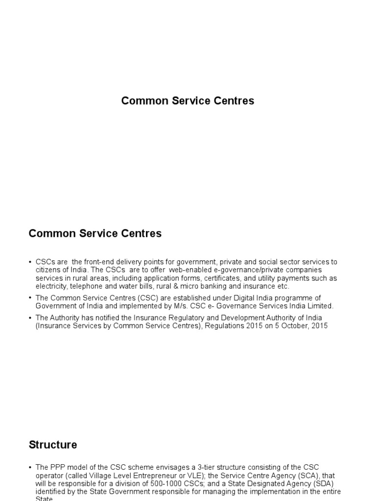 Common Service Centres | PDF | Insurance | Economies