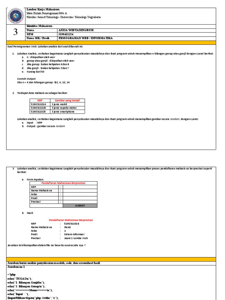 Tugas Pemrograman Web Mahasiswa | PDF | Metode & Bahan Ajar | Teknologi & Rekayasa