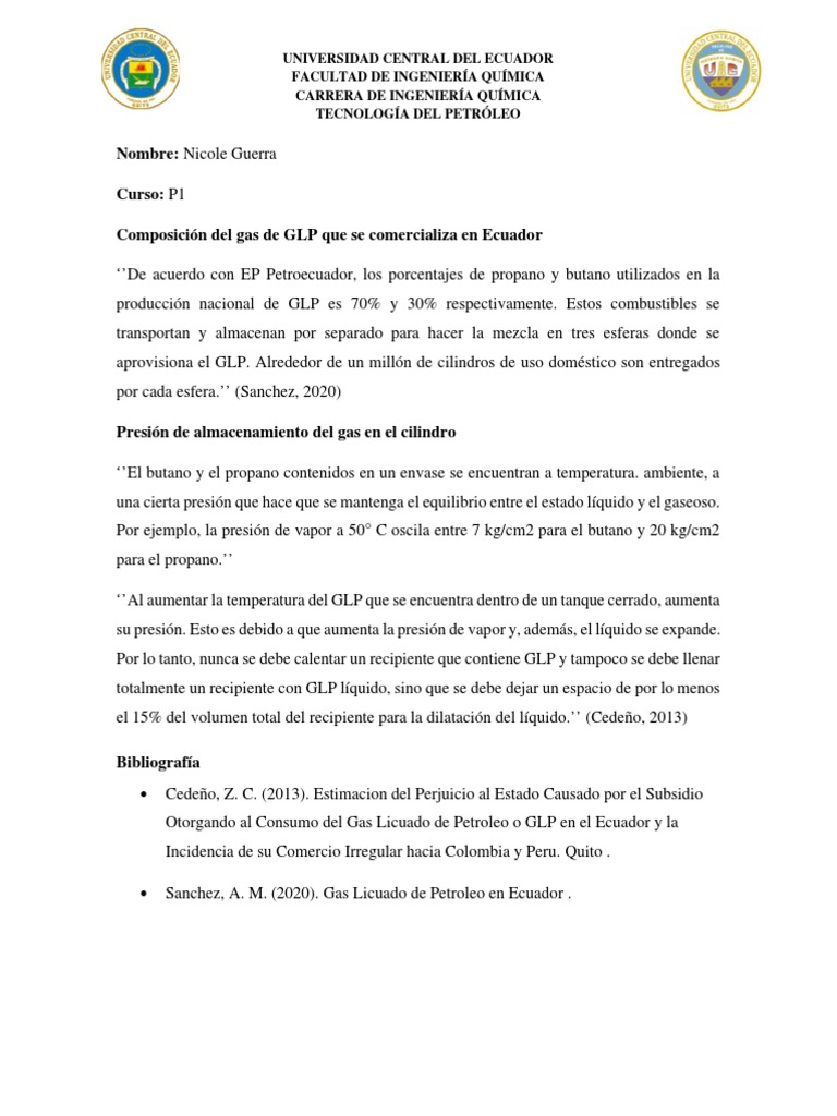 Composición del GLP en Ecuador | PDF | Ciencia y matemáticas | Tecnología