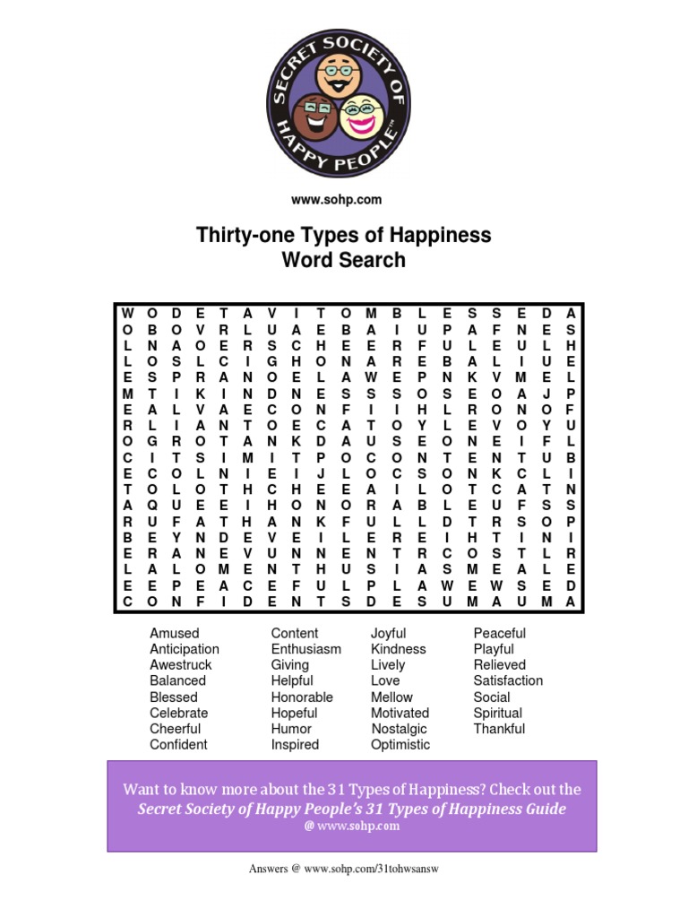 Wordsearch Happiness | PDF