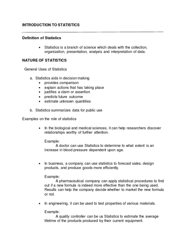 Introduction To Statistics | PDF | Statistics | Level Of Measurement