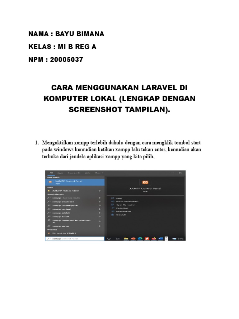 Perbaikan UAS PEM. WEB 3 (Cara Menggunakan Laravel Di Komputer Lokal) | PDF