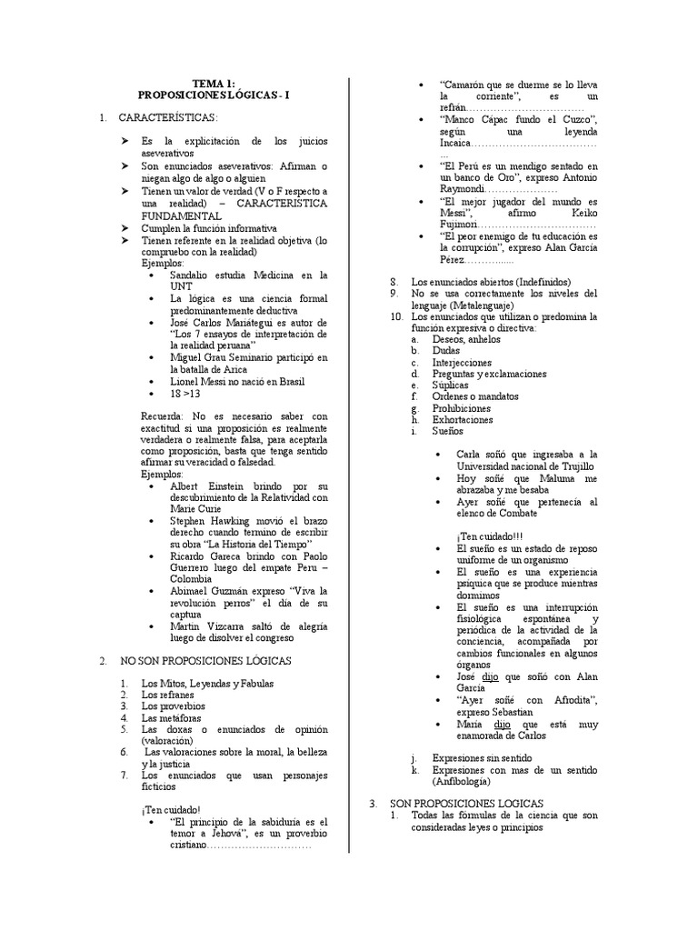 Proposiciones Lógicas: Definición y Ejemplos | PDF | Proposición | Verdad