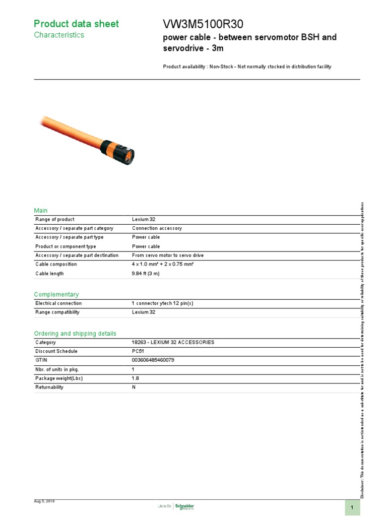 Lexium 32 Servo Drives & Motors - VW3M5100R30 | PDF