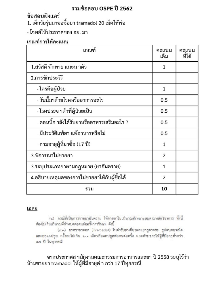 รวมข้อสอบ OSPE ปี 2562 แคร์ | PDF