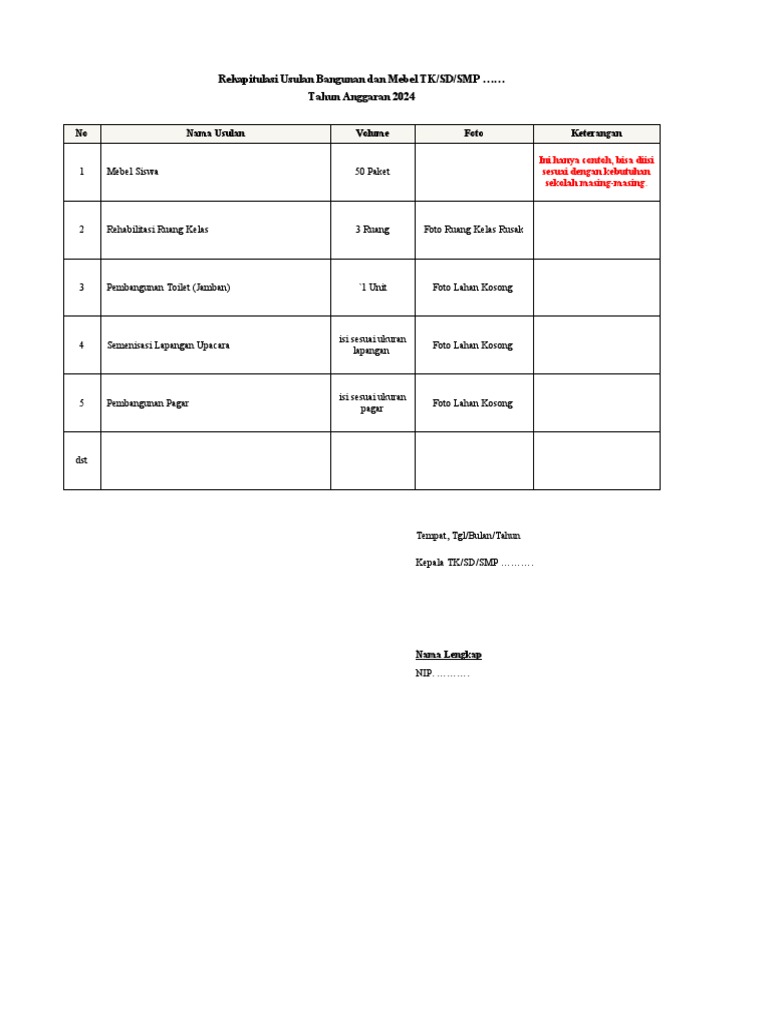 Contoh Usulan Tahun 2024 | PDF