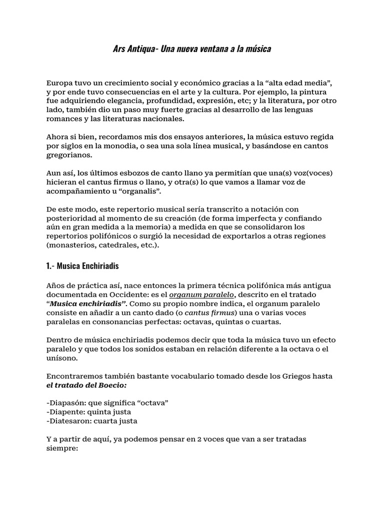 Ars Antiqua: La música polifónica en su origen | PDF | Formas musicales ...