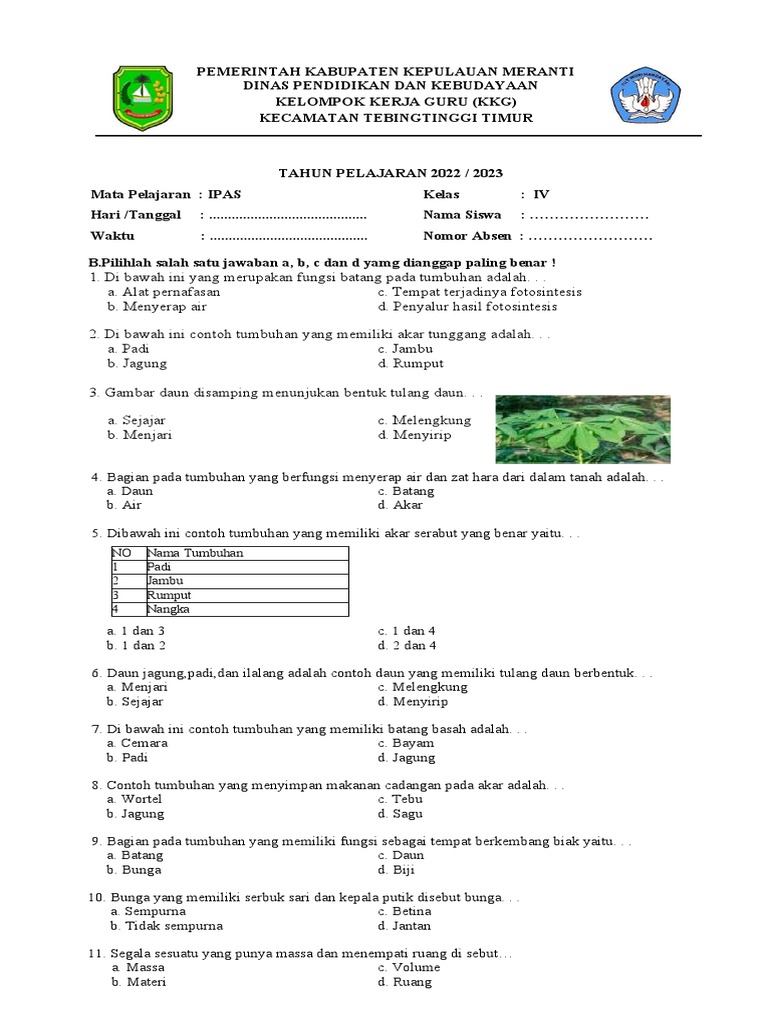 Soal Ipas Kelas IV Semester 1 | PDF