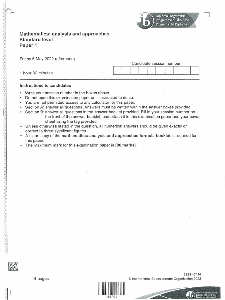 AASL Specimens June 2022 Paper 1 | PDF