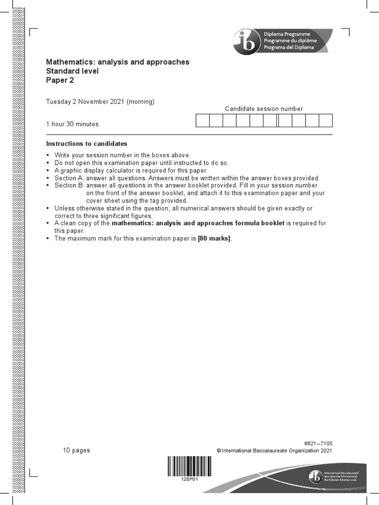 AASL November 2021 Paper 2 | PDF | Mathematics