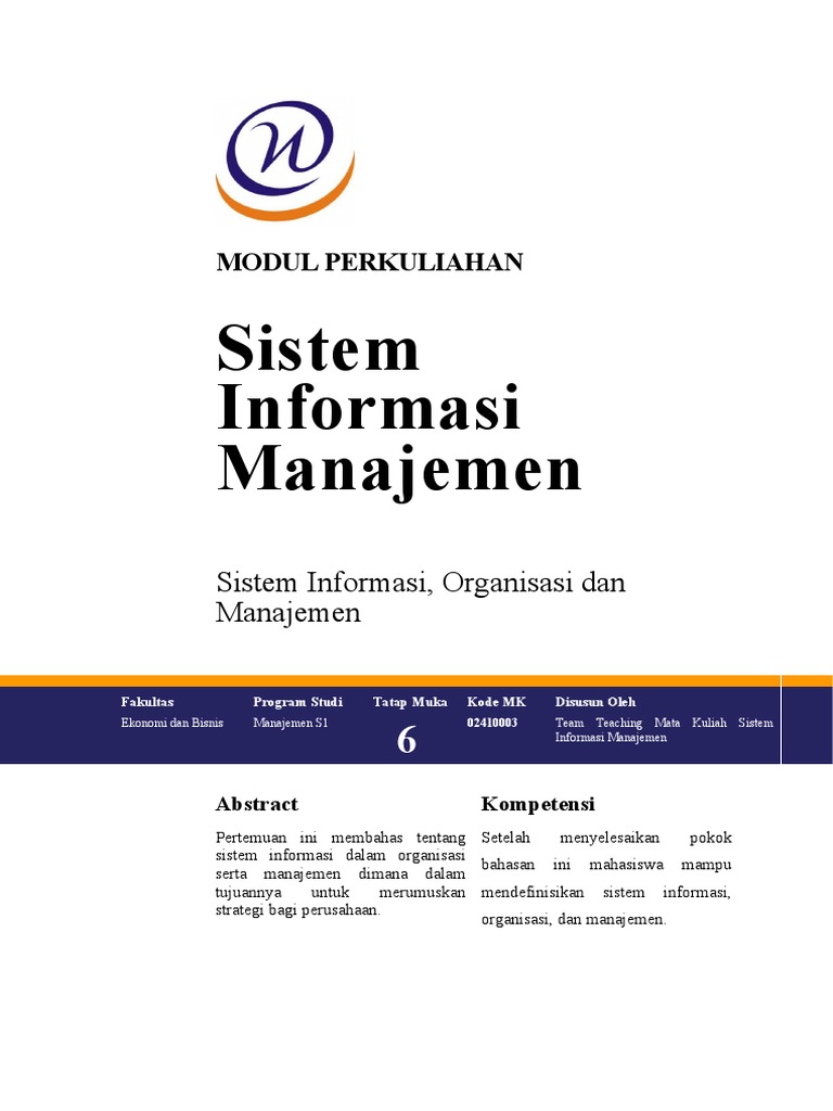 Modul SIM - Pert 6-Sistem Informasi, Organsasi, Dan Manajemen | PDF