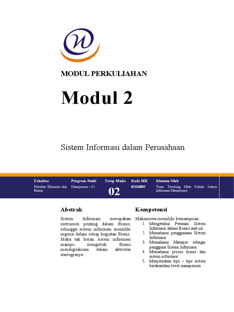 Modul SIM - Pert 2-SI Dalam Perusahaan | PDF