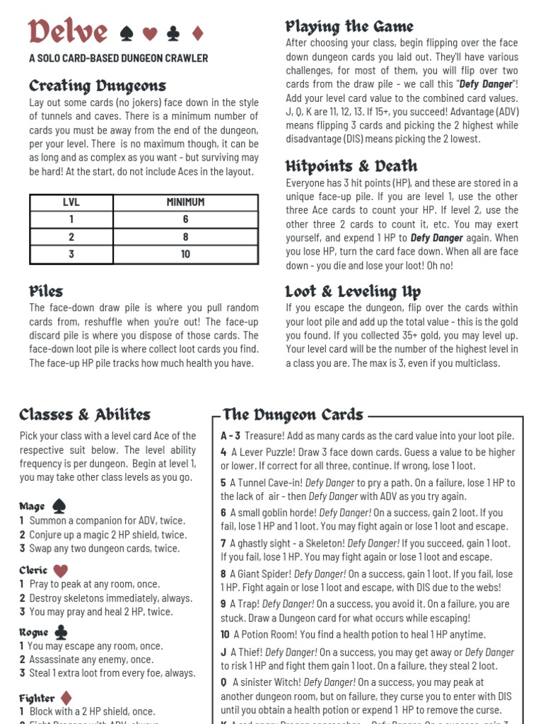 Delve | PDF | Gaming | Tabletop Games