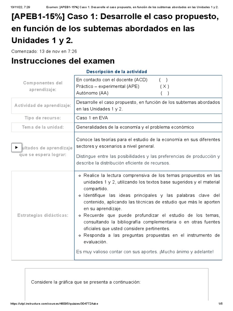 Examen - (APEB1-15%) Caso 1 - Desarrolle El Caso Propuesto, en Función de Los Subtemas Abordados ...