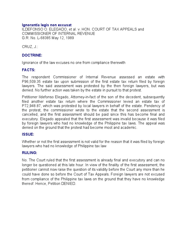 ILDEFONSO O. ELEGADO v. CA and BIR | PDF