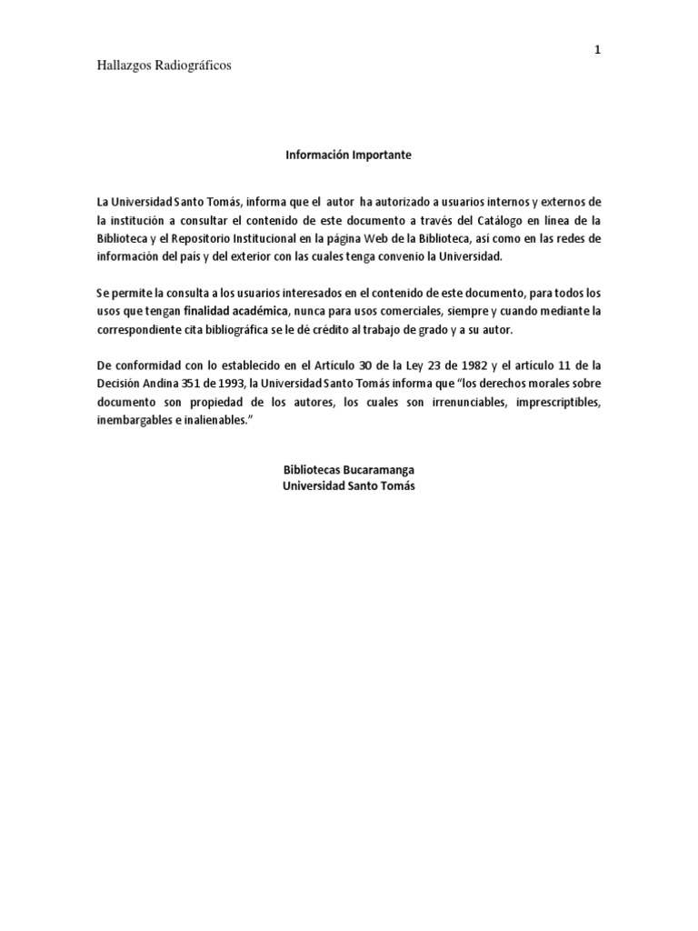 Hallazgos Radiográficos: Información Importante | PDF | Odontología ...