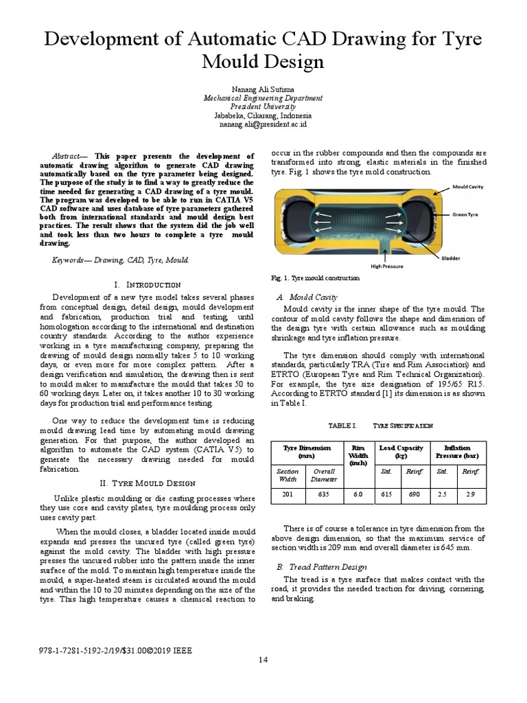 Sutisna, Development of Automatic CAD Drawing For Tyre Mould Design | PDF | Tire | Mechanical ...