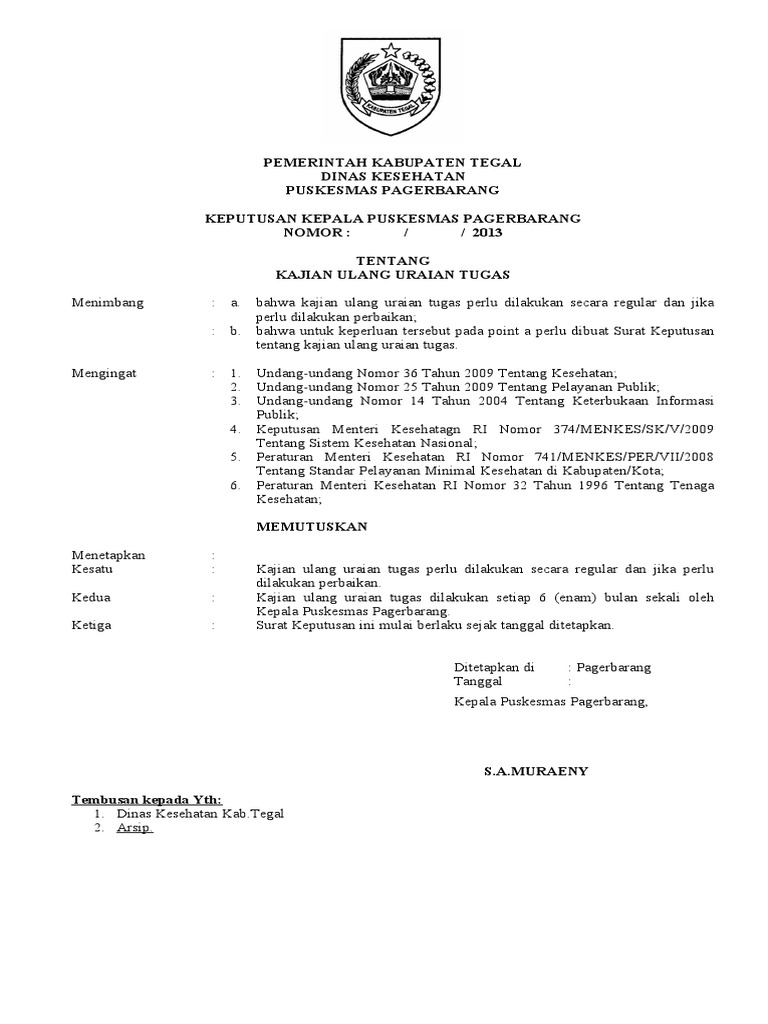 SK Kajian Ulang Uraian Tugas | PDF