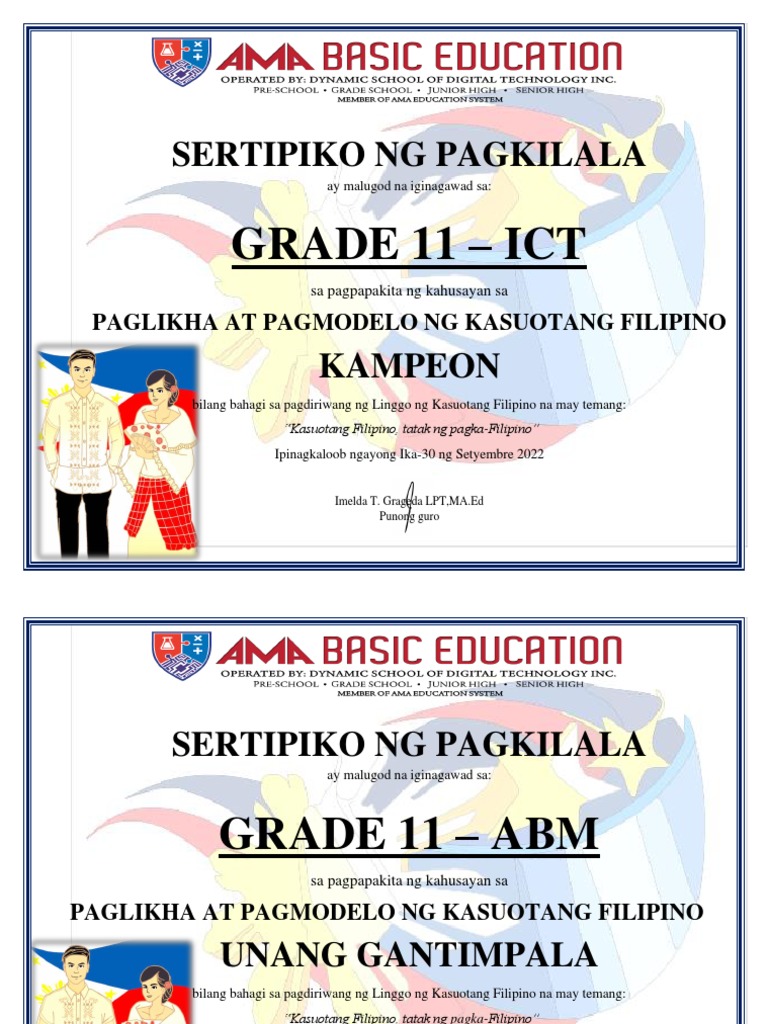 Certificate Grade 11 | PDF