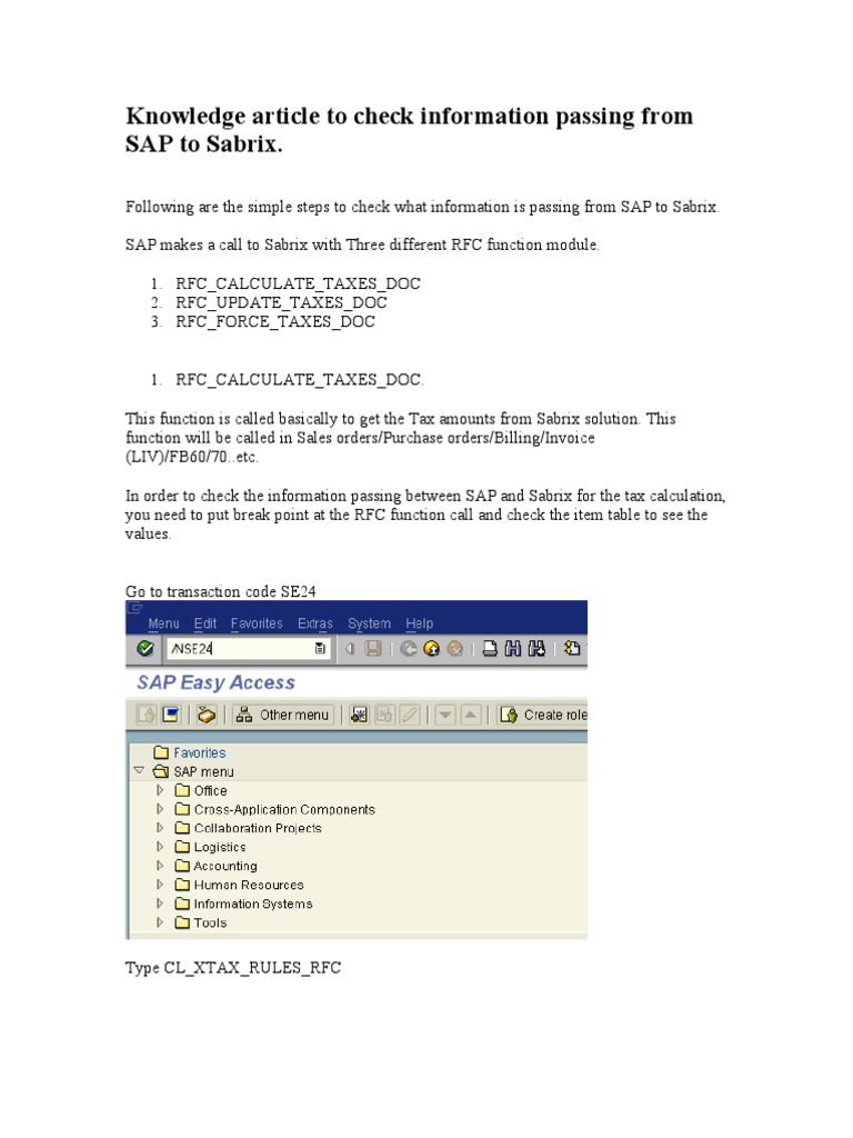 How To Check The Information Passing From SAP Sabrix | PDF | Invoice ...
