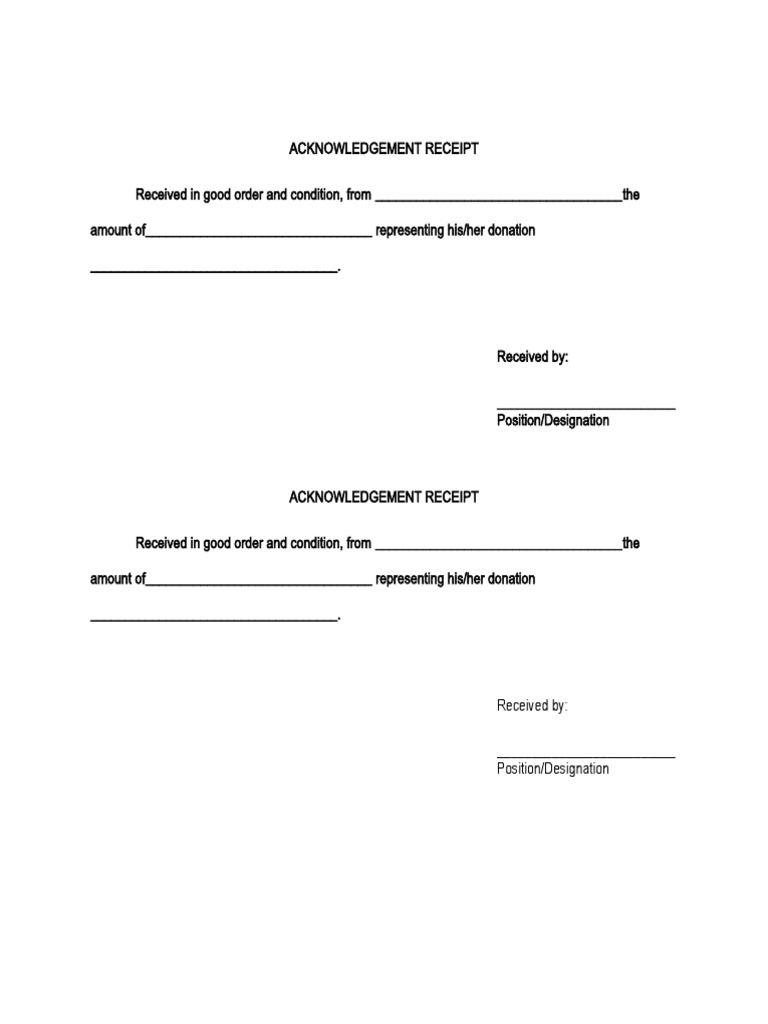 Receipt donation acknowledgement template | PDF